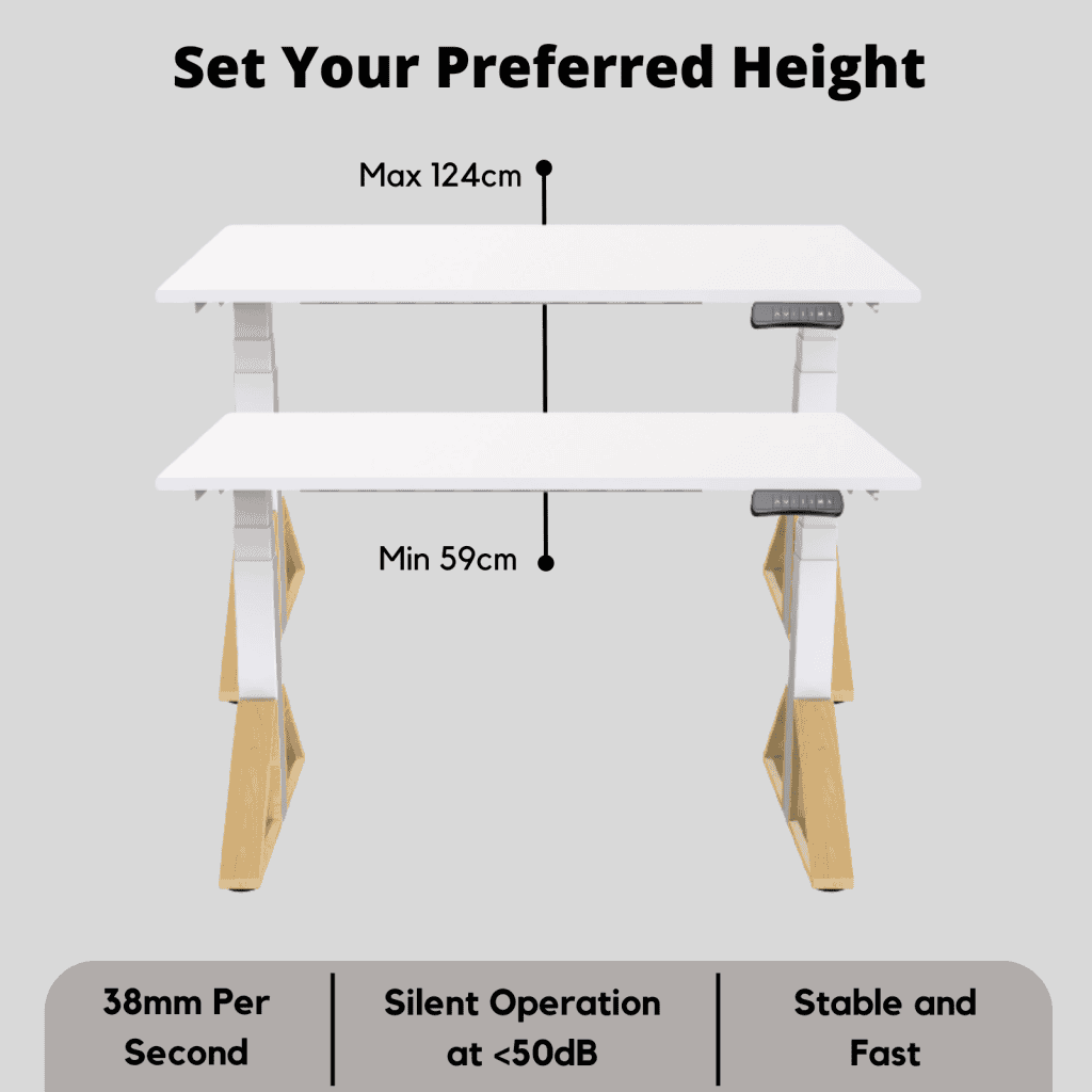 DESX Height Adjustable Electric Standing Desk | Extra Stability with Triangular Feet | White - Q ...