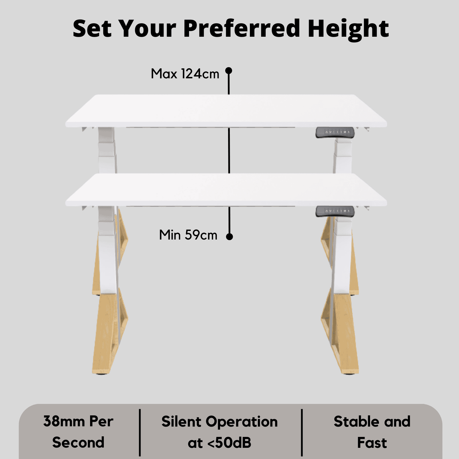 DESX Height Adjustable Electric Standing Desk | Extra Stability with ...