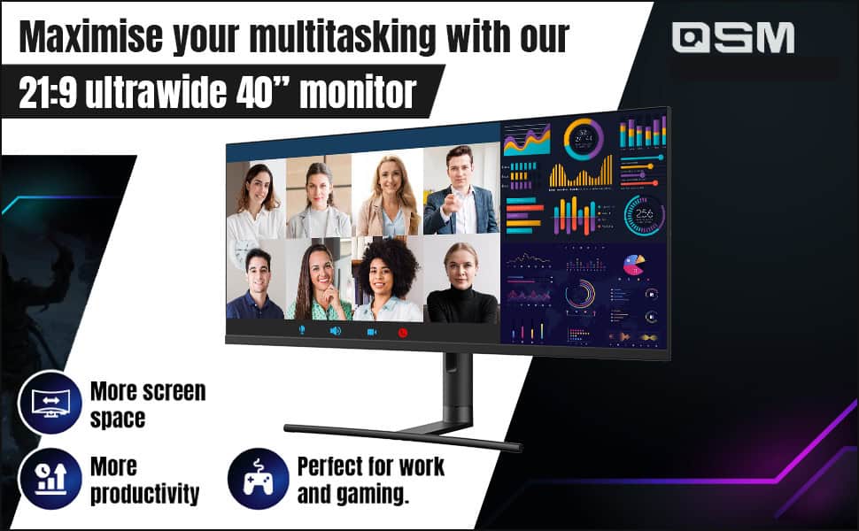 QSM 40" Ultrawide 144Hz UWQHD 1ms HDR USB-C IPS Business & Gaming ...