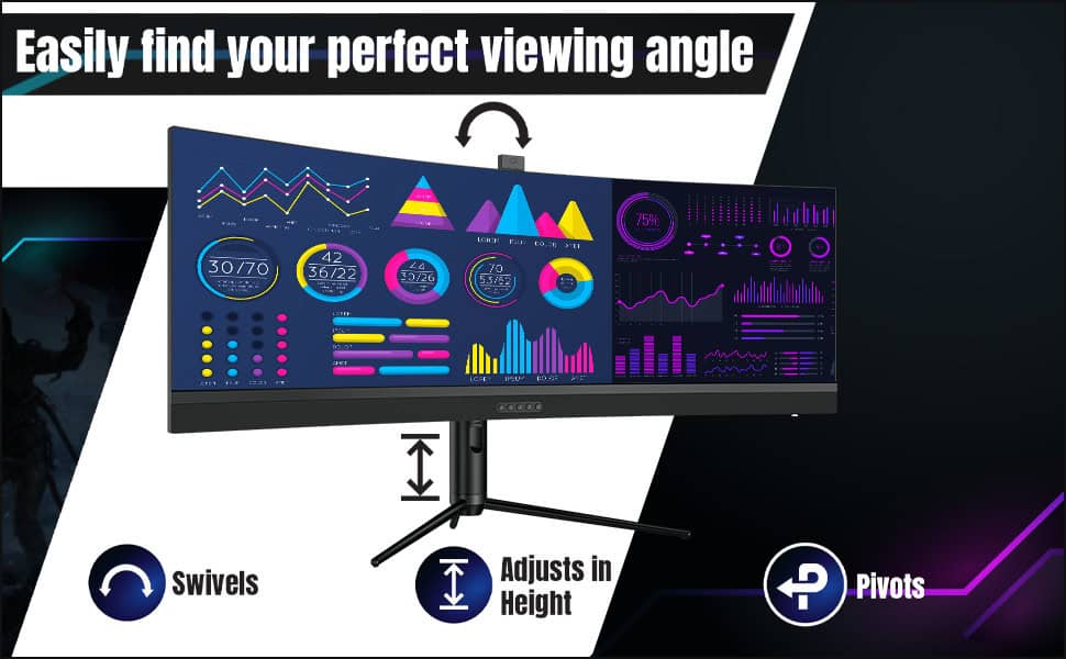 QSM 45" 5K 120Hz Ultra-Wide Curved Monitor with Pop-Out Camera - Q Vision