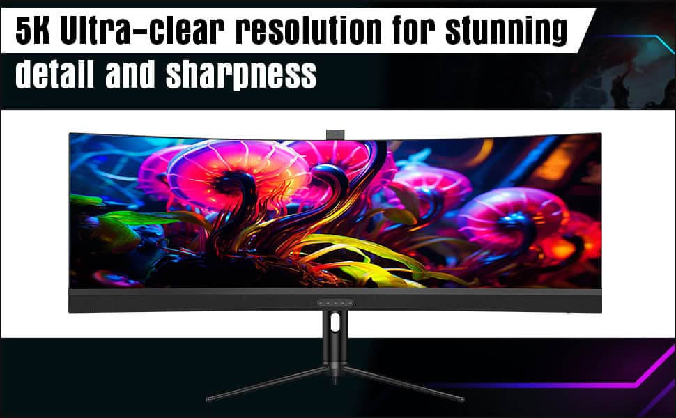 QSM 45" 5K 120Hz Ultra-Wide Curved Monitor with Pop-Out Camera - Q Vision